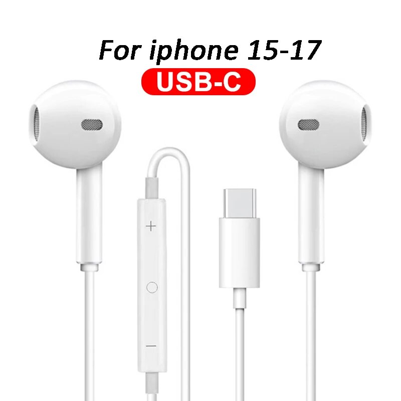 Проводные наушники quanyunzs для iPhone Lightning USB-C 3,5 мм For iPhone 15-17
