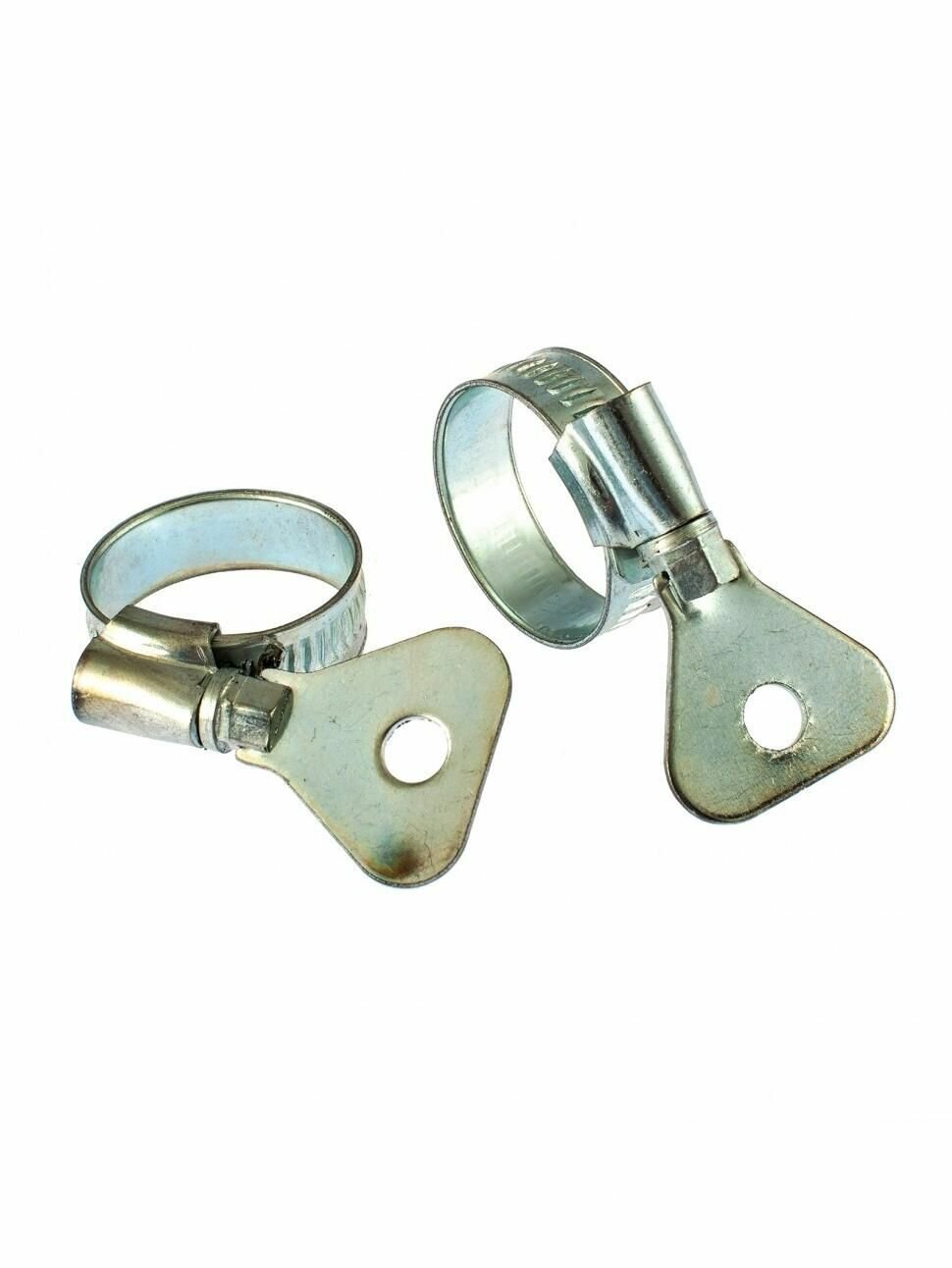 Хомуты металлические, червячные 16-25 мм, ширина 10 мм, W1, с металлическим ключом, 2 шт Сибртех 476507