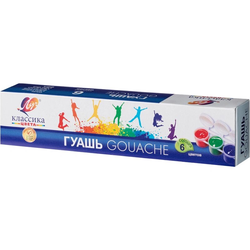 Гуашь Классика Луч 6 цв, 160 г, блок-тара, 21С 1375-08