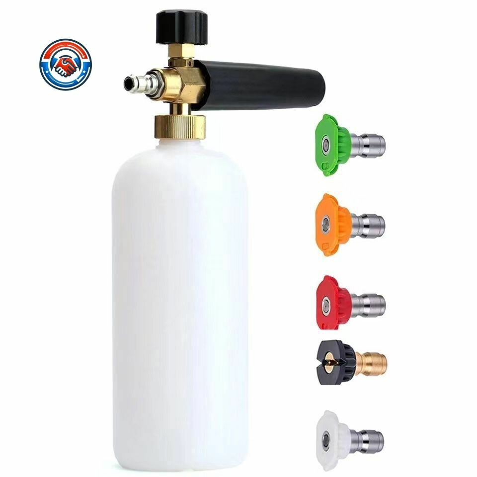 Пеногенератор для мойки высокого давления Huter, регулируемый, 1 л, быстросъём, пенная насадка для автомойки, пена для мойки двигателя, кузова, колёс