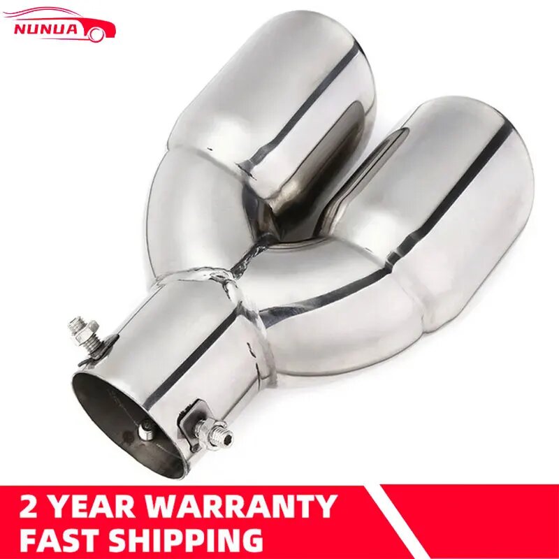 63 мм, двойной Выпускной хромированный автомобильный глушитель из нержавеющей стали, наконечник выхлопной трубы, Модифицированная отделка, задняя горловина, автомобильная подкладка, лампа