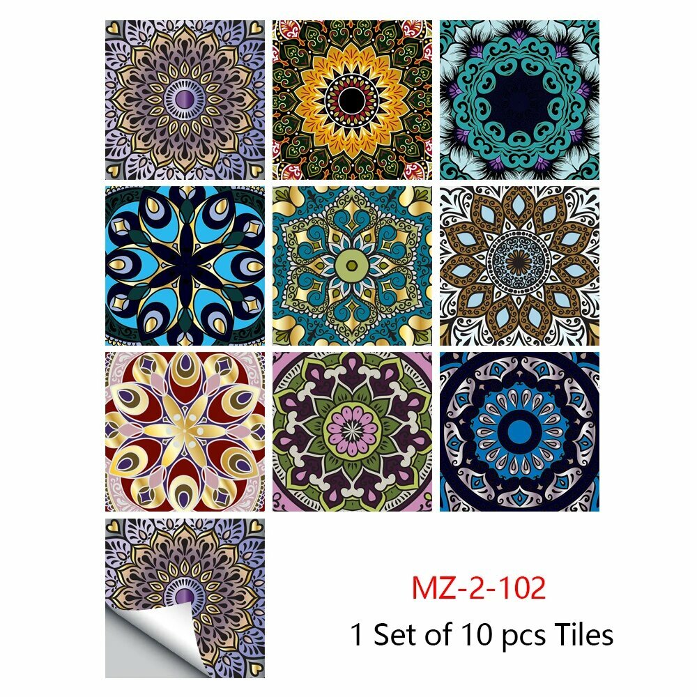 Наклейки на плитку ПВХ 10x10 см, MZ-2-102, 10 шт.