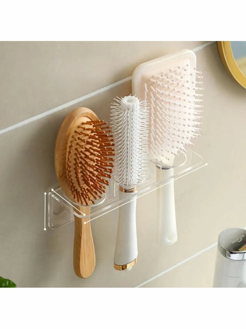 1 шт. прозрачная настенная вешалка для хранения в ванной комнате- в , кронштейн аксессуаров щеток шампуня и расчесок