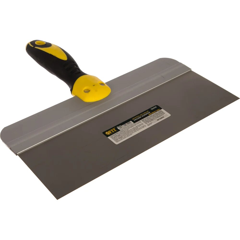 FIT HQ Шпатель фасадный нержавеющий Профи, прорезиненная ручка с метал. бойком, 300 мм 06444