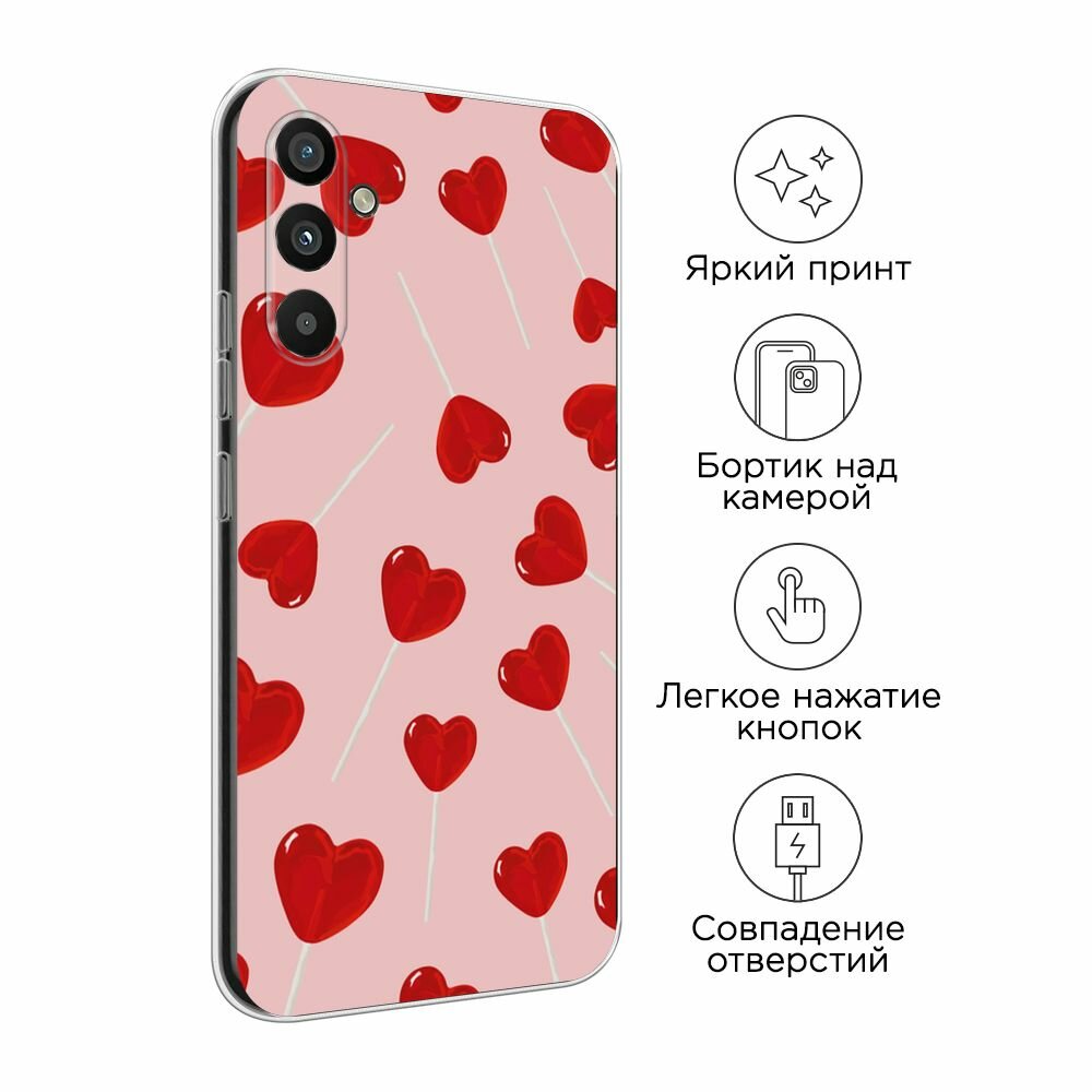 Чехол на Samsung Galaxy A34 / Самсунг A34 с принтом "Сердечки-леденцы 1 - 14 февраля" — фото 1