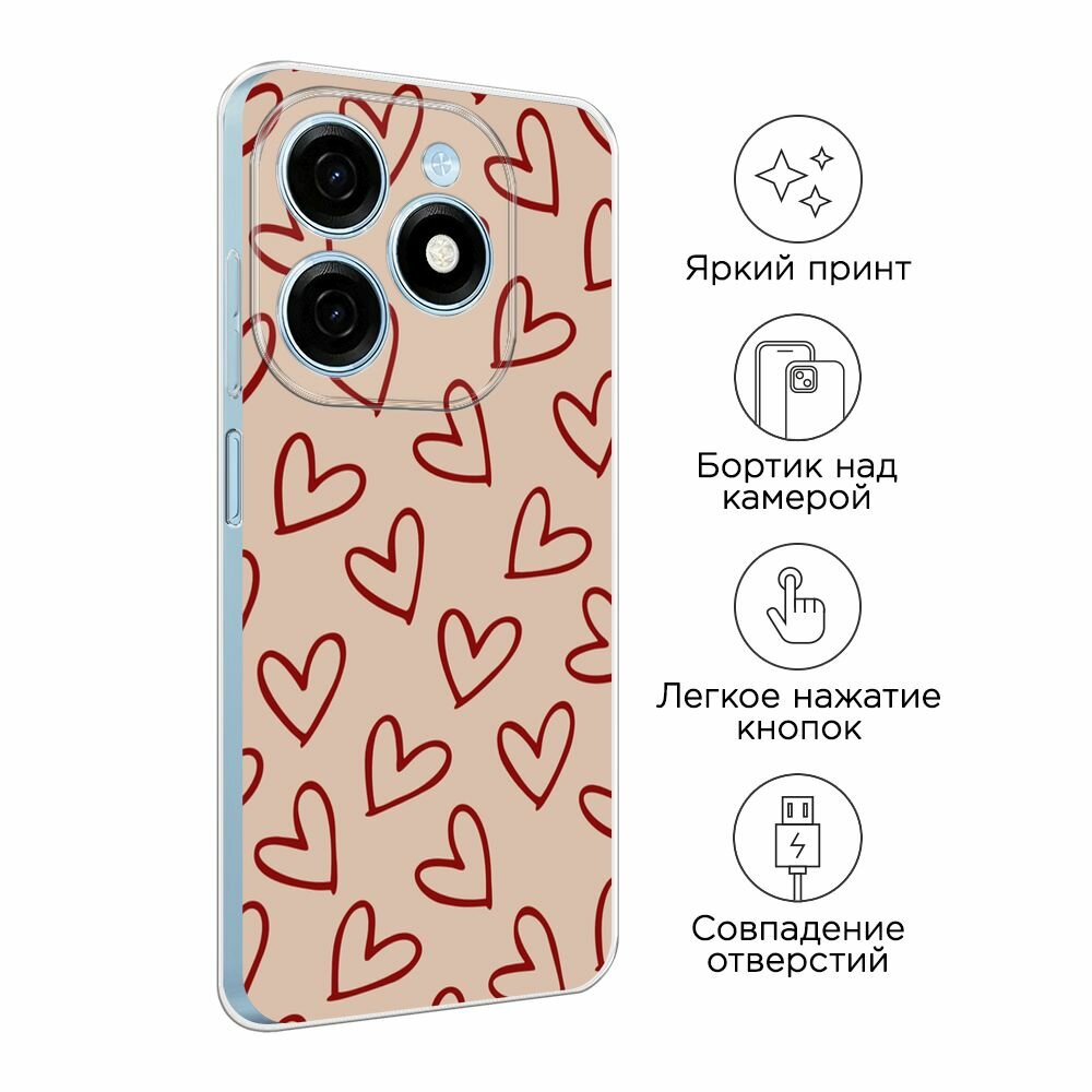 Чехол на Tecno Spark 20 / Текно Спарк 20 с принтом "Little hearts doodles 1 - 14 февраля" — фото 1