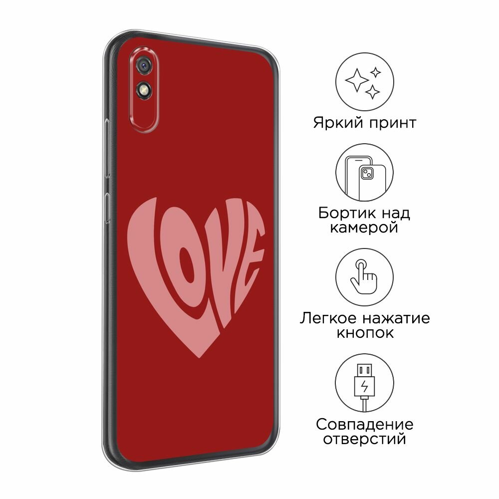 Чехол на Xiaomi Redmi 9A / Сяоми Редми 9А с принтом "Love heart 1 - 14 февраля" — фото 1