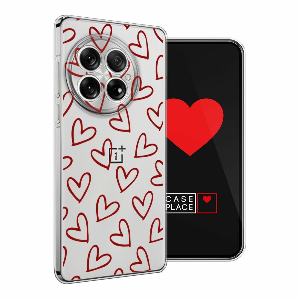 Чехол на OnePlus 13 / Ван Плас 13 с принтом "Little hearts doodles 2 - 14 февраля", прозрачный — фото 1