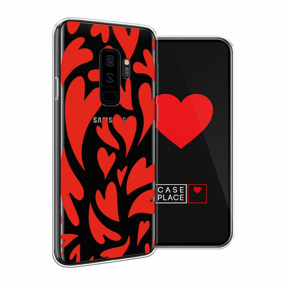 Чехол на Samsung Galaxy S9 + / Самсунг Галакси С9 Плюс с принтом "Crazy hearts 2 - 14 февраля", прозрачный — фото 1