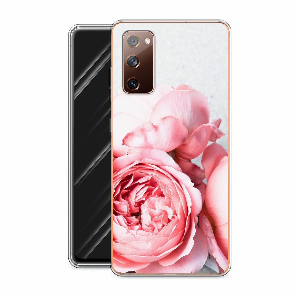 Чехол на Samsung Galaxy S20 FE / Самсунг Галакси S20 FE с принтом "Пионы на белом" — фото 1