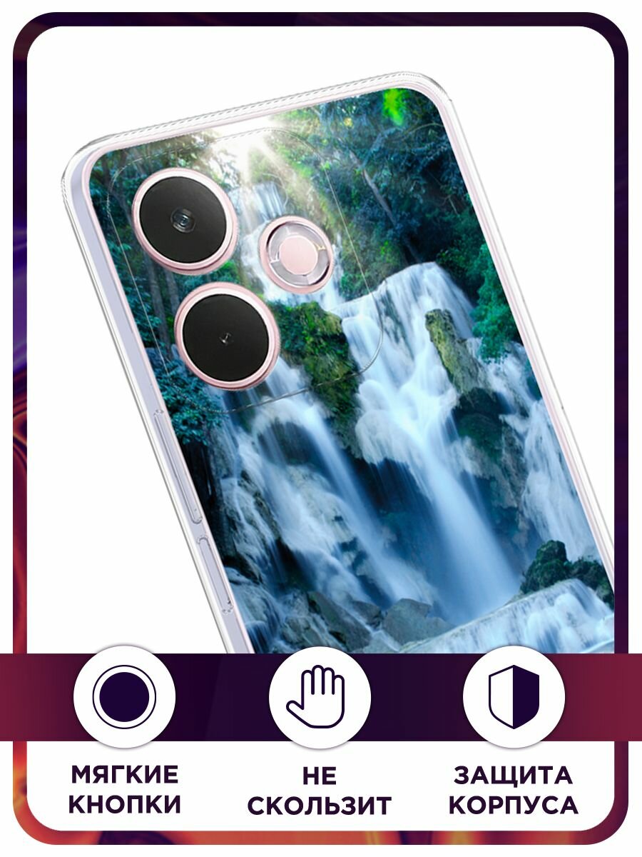 Силиконовый чехол на Oppo A5 Pro / Оппо А5 Про с принтом "Водопад 8" — фото 1