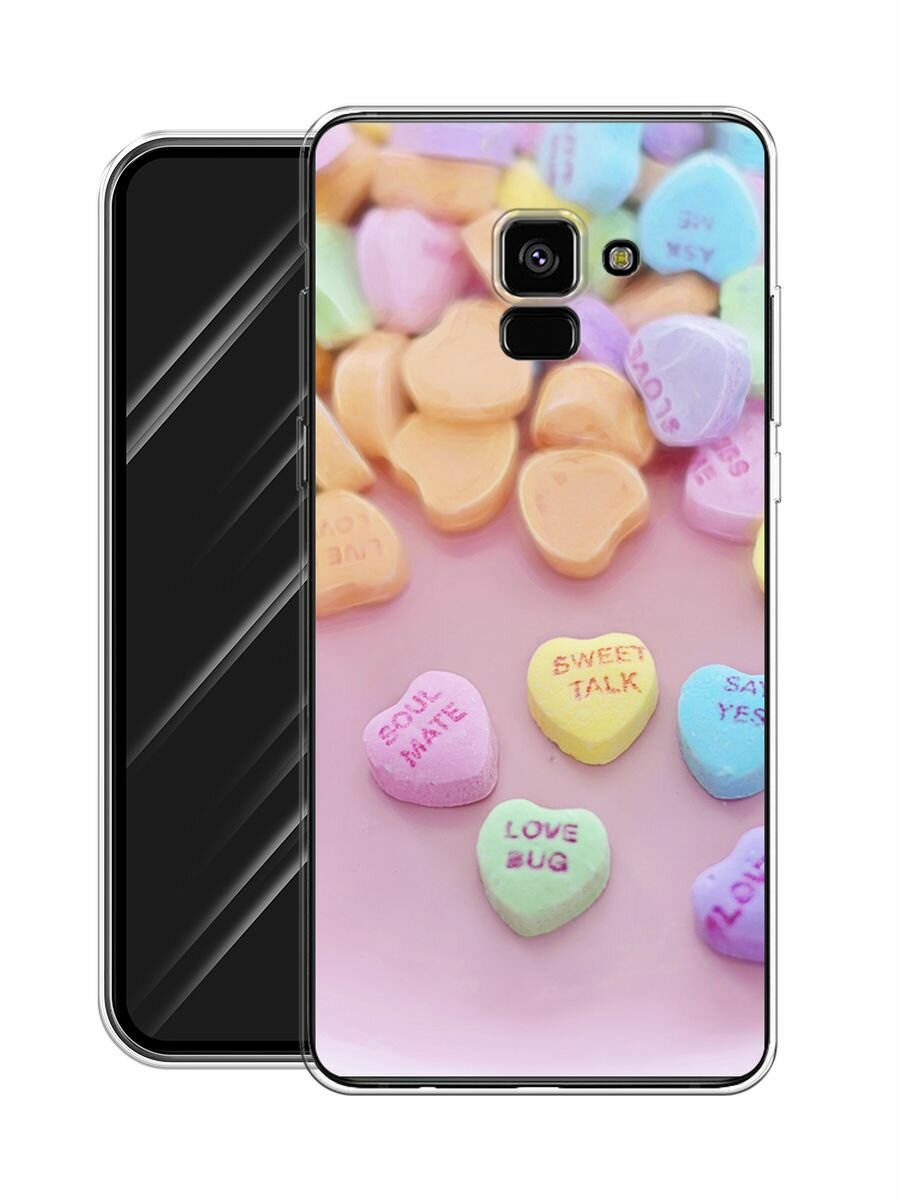 Чехол на Samsung Galaxy A8 + / Самсунг Галакси А8 Плюс 2018 с принтом "Конфетки сердечки 2" — фото 1
