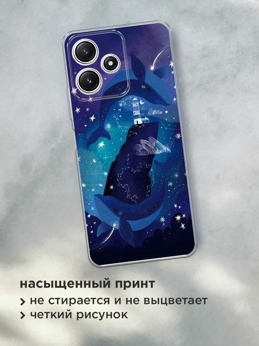 Чехол на Xiaomi Redmi 12 / Сяоми Редми 12 с принтом "Ночные киты" — фото 1