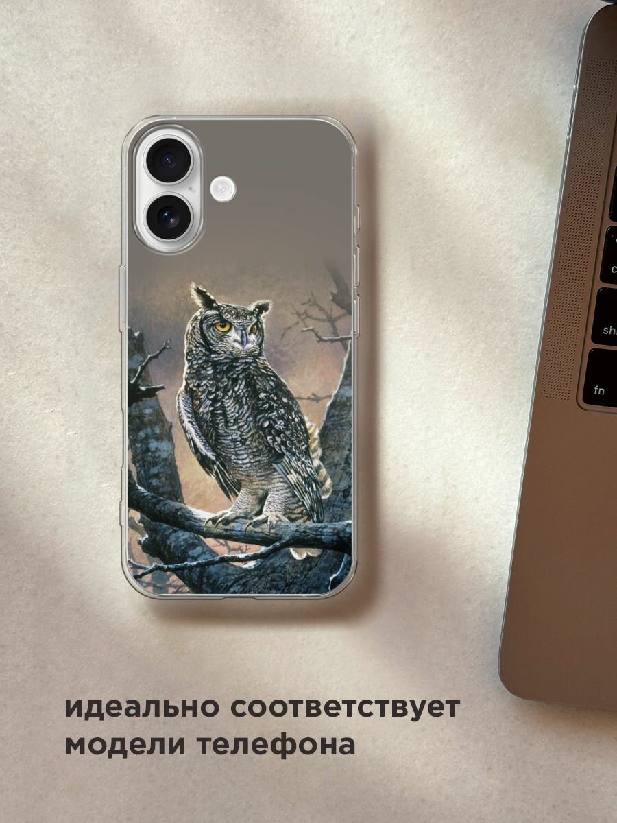 Силиконовый чехол на Apple iPhone 17 / Айфон 17 с принтом "Сова арт 5" — фото 1