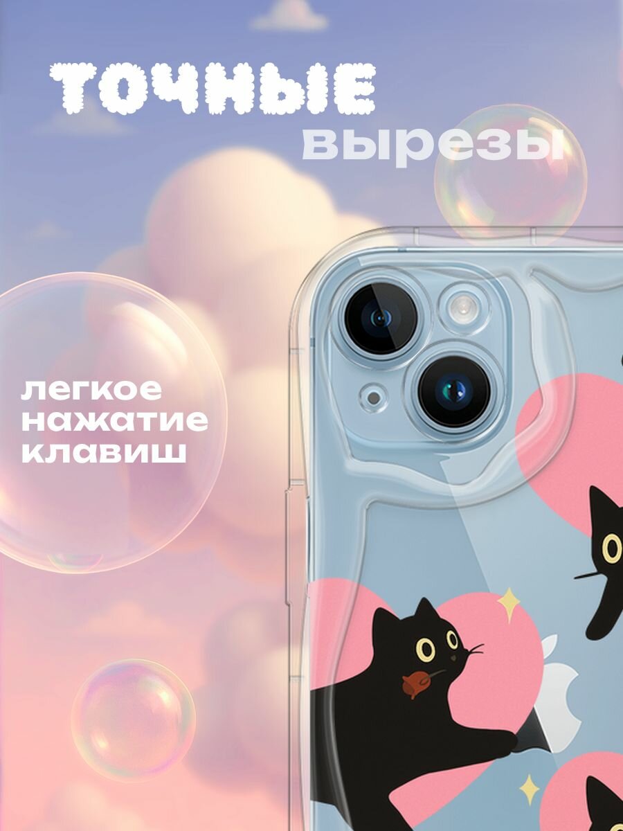 Чехол на Apple iPhone 14 / Айфон 14 с принтом "Котики с розой" — фото 1