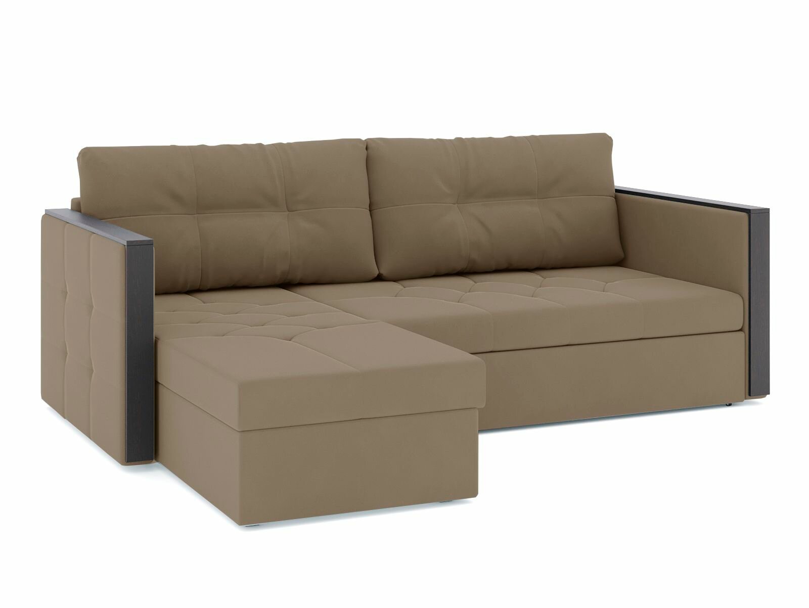 Угловой диван кровать Даймонд, дельфин, НПБ, угол левый/правый, велюр Зара Капучино 3