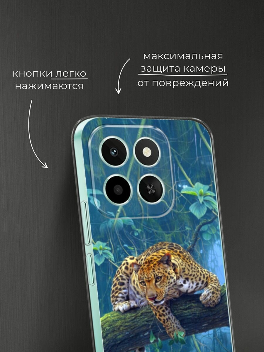 Силиконовый чехол на Honor X6c / Хонор X6c с принтом "Леопард охотник" — фото 1