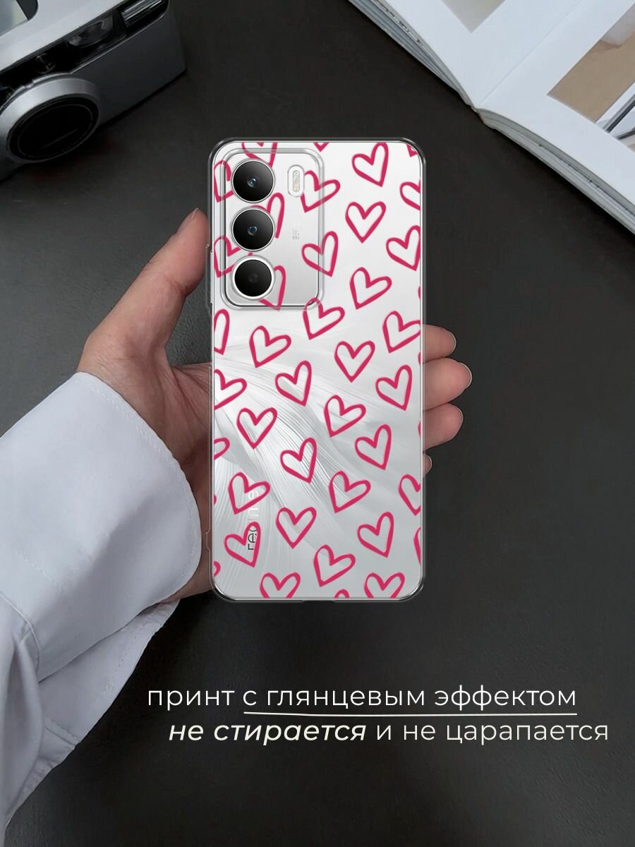 Чехол на Realme C71/P3 Lite 4G / Реалми С71/P3 Лайт 4G с принтом "Темные сердечки" — фото 1