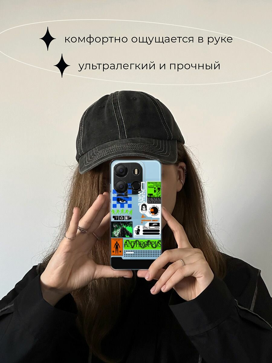 Чехол на Tecno Pop 7 / Текно Поп 7 с принтом "Nothing impossible", прозрачный — фото 1