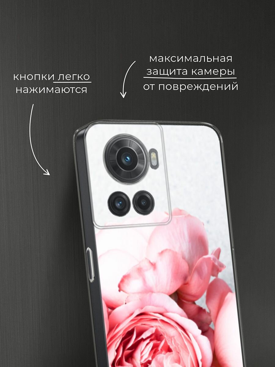 Чехол на OnePlus 10R/Ace / Ван Плас 10R/Ace с принтом "Пионы на белом" — фото 1