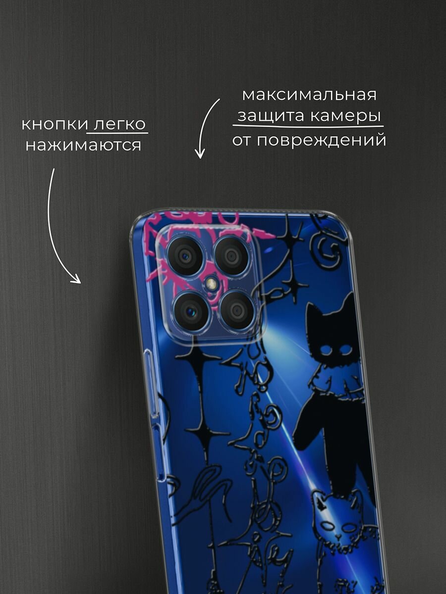 Чехол на Honor X8 / Хуавей X8 с принтом "Готические котики" — фото 1