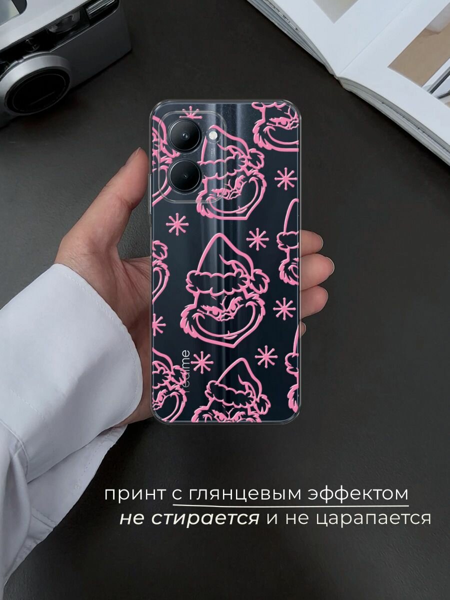 Чехол на Realme C33 / Реалми С33 с принтом "Розовый Гринч 3" — фото 1
