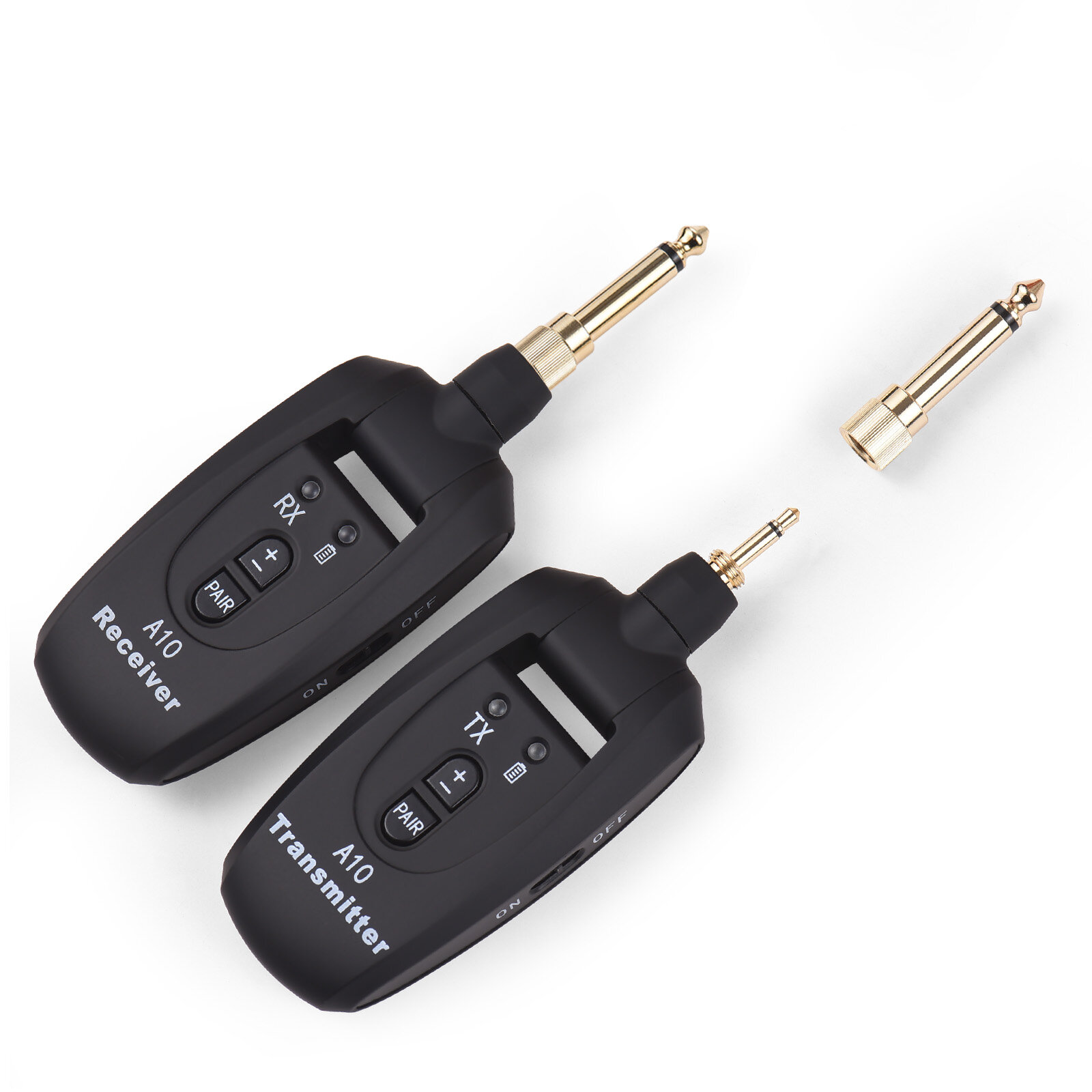 Беспроводная система для гитары 2.4G с передачей в реальном времени, низкой задержкой, передатчик и приемник для электрогитары, баса, электрок духовых инструментов, заряжаемый, разъем поворотный на 270 градусов, черный цвет, ABS материал, золотое
