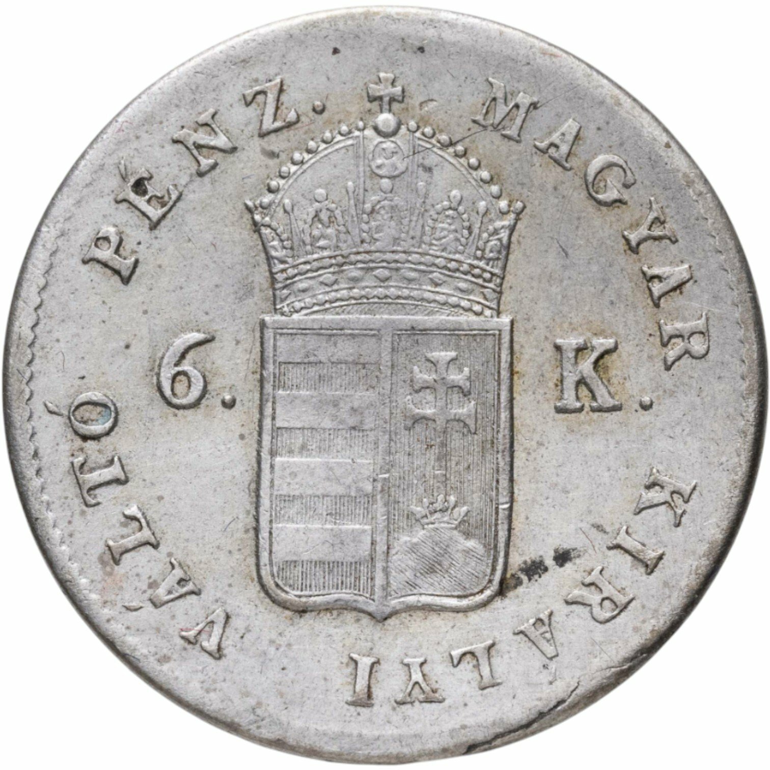 Венгрия 6 крейцеров 1849, Серебро 437, в сохранности XF