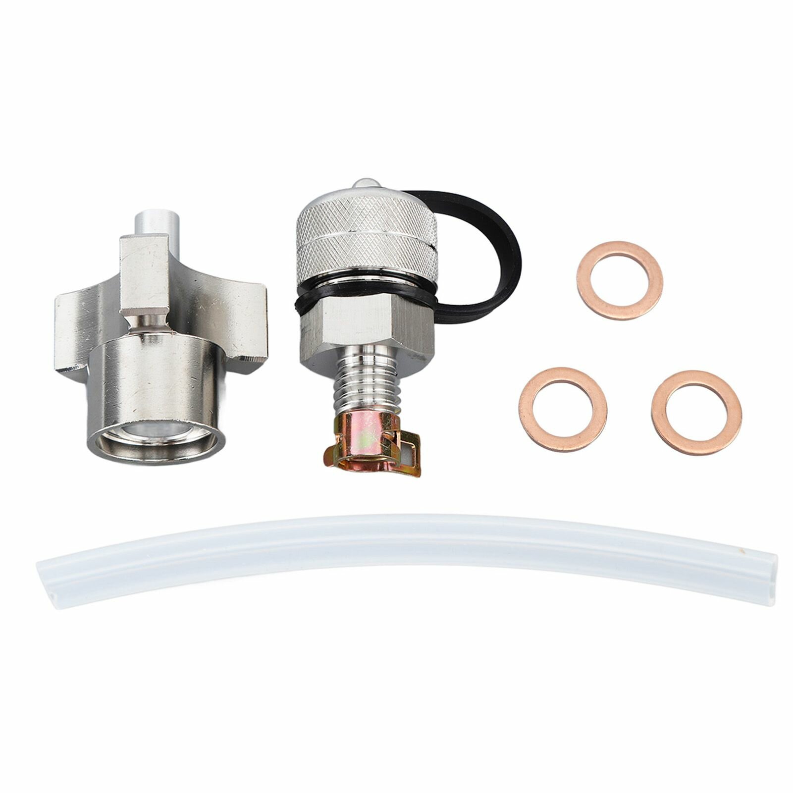 Быстрозажимной сливной клапан M12x1.75 для масла: нержавеющая сталь, со шлангом