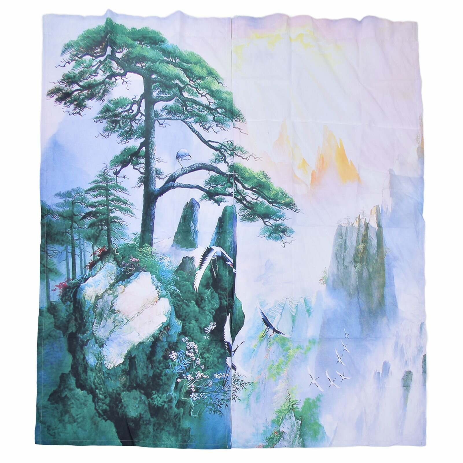 Шторы с сосновым пейзажем в китайском стиле 150x166 см с 3D печатью для затемнения окон