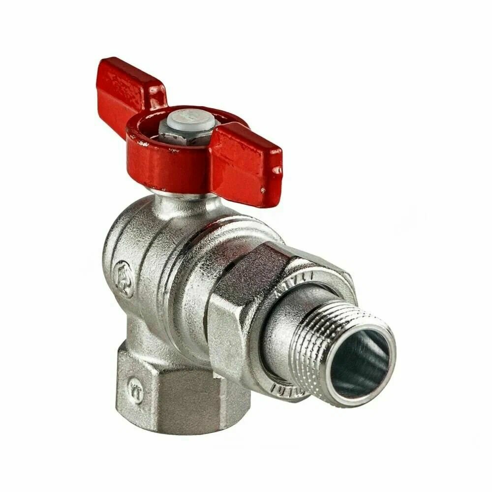 Шаровой кран латунный полнопр. 1"ВР-1"НР, ручка-бабочка, угловой со сгоном, Giacomini R789X007 (2 штуки)