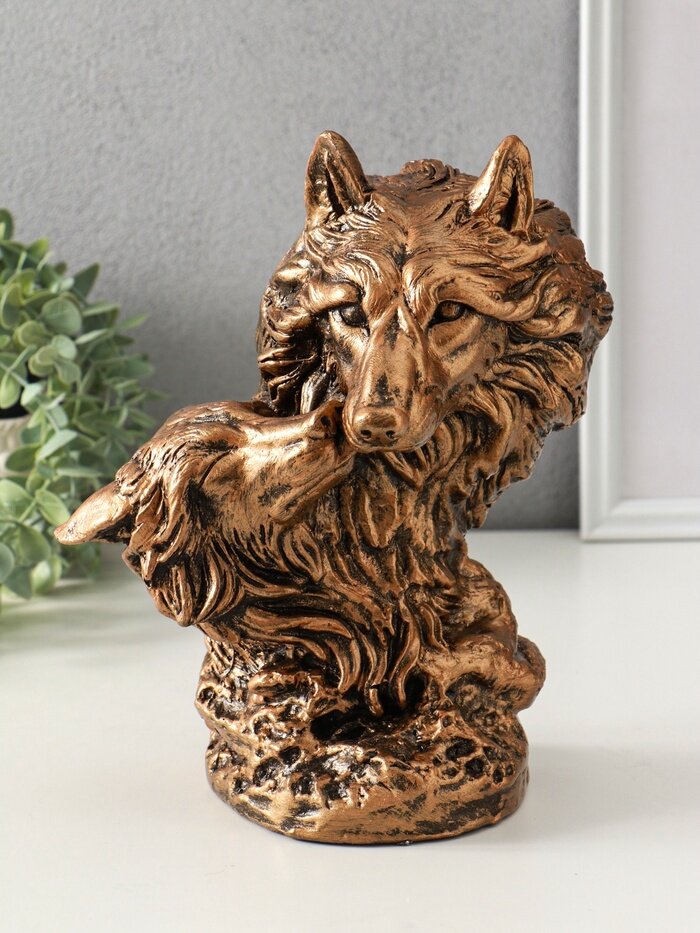 Копилка для денег «Волки - пара», гипс, 14×26 см, под бронзу