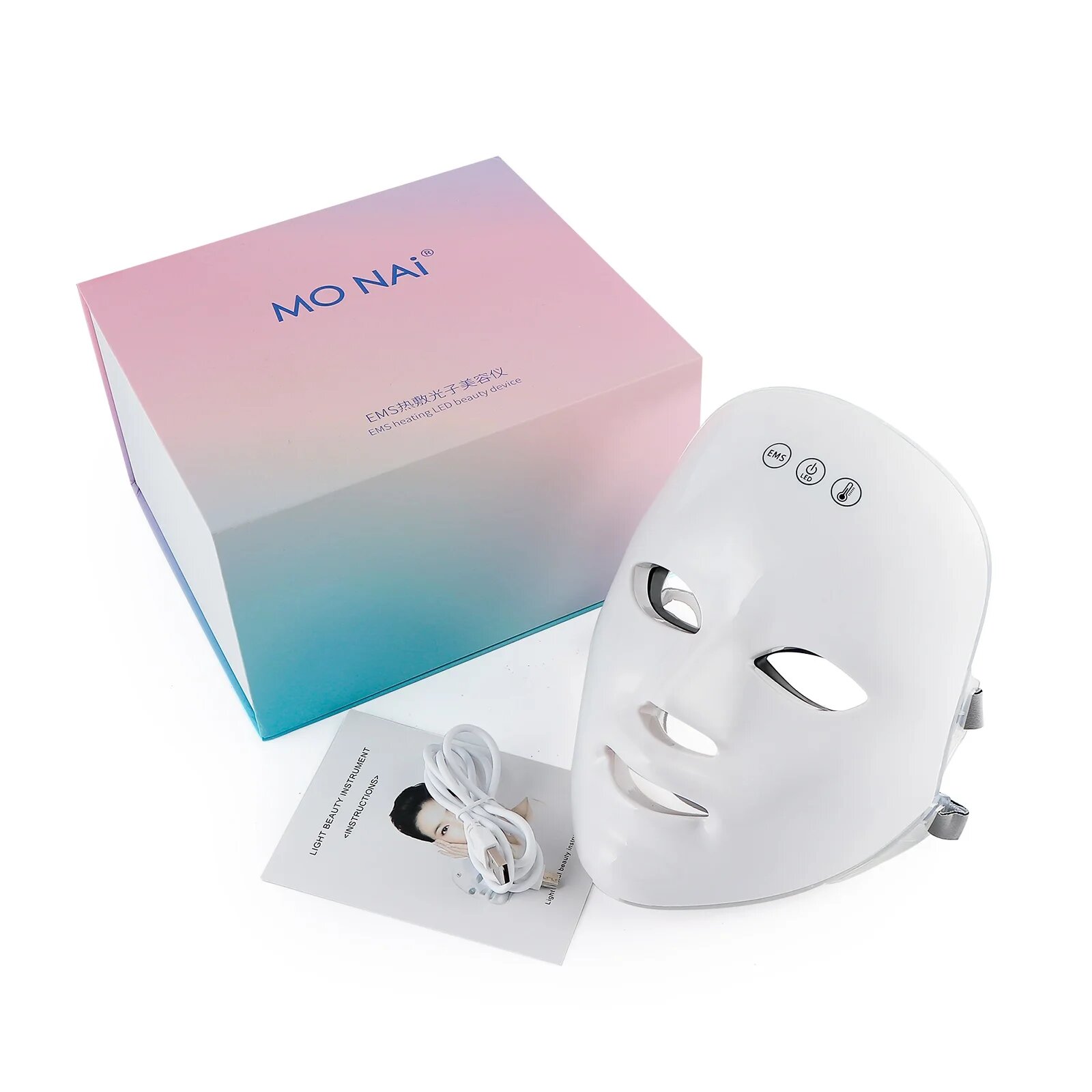 Нагревательная терапия EMS, 7-цветная светодиодная фотонная маска для лица, красота, микротоковая маска Skn, подтягивающая EMS-маска, беспроводное использование, укрепляющая кожа, против прыщей