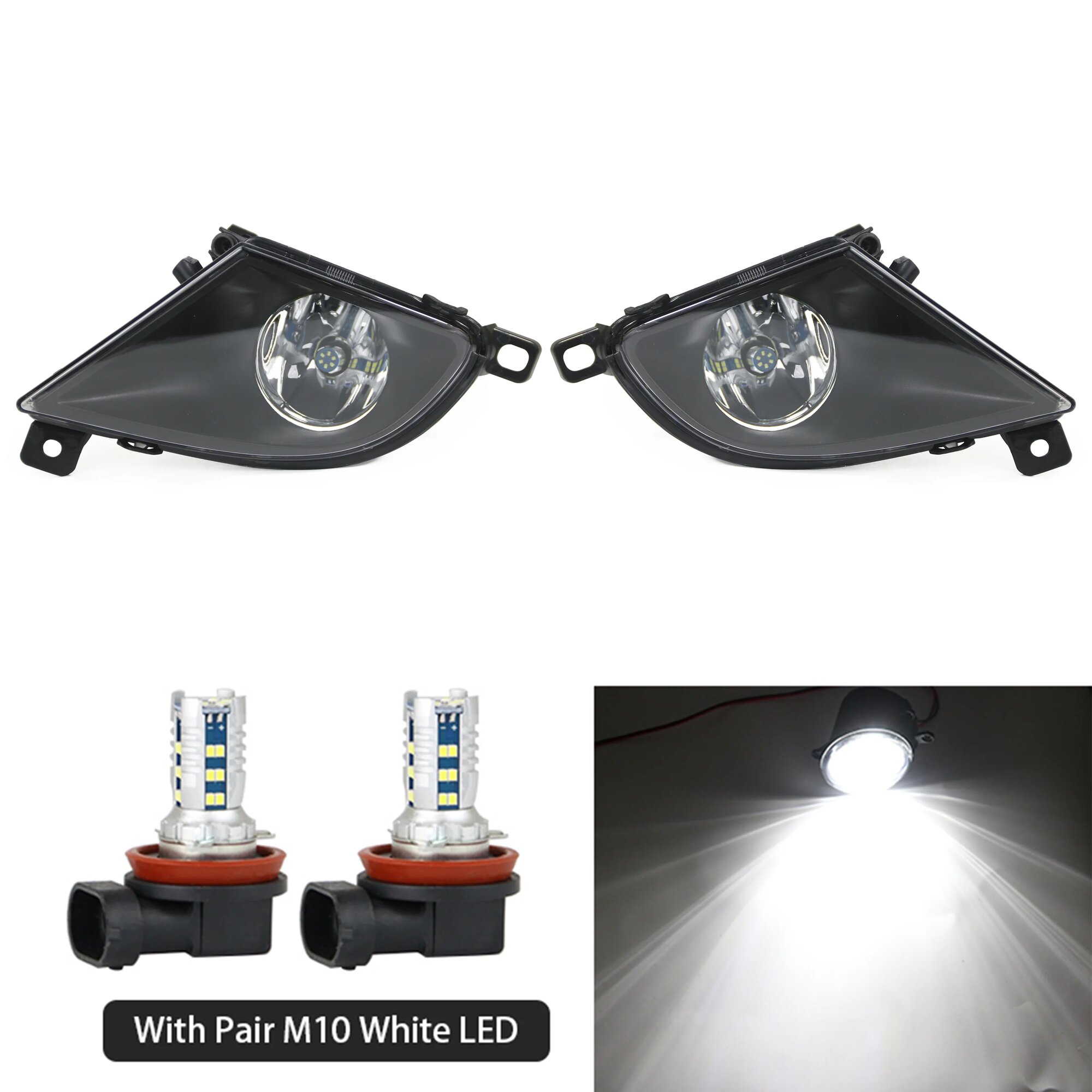 Пара левых и правых противотуманных фар для BMW 5 серии E60 E60/E61 525I 528I 528Xi 530I 2008 2009 2010 Передний бампер Противотуманные фары DRL With M10 White LED