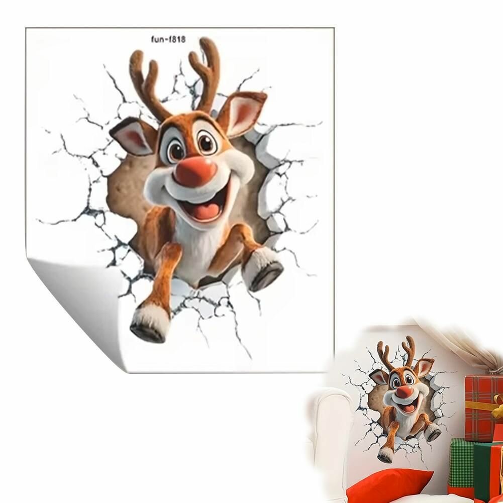 Рождественские наклейки для поднятия настроения! Набор забавных персонажей (ПВХ), легко наклеиваются и снимаются.