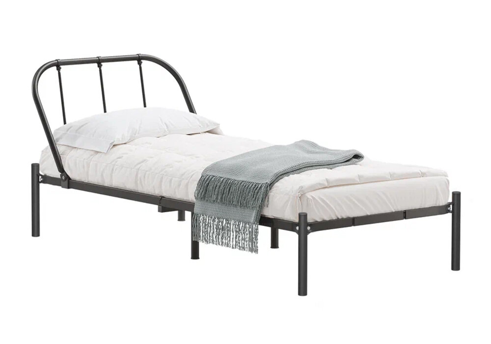 Кровать металлическая односпальная Нонтон Мира, 90x200 см, ламели, черная