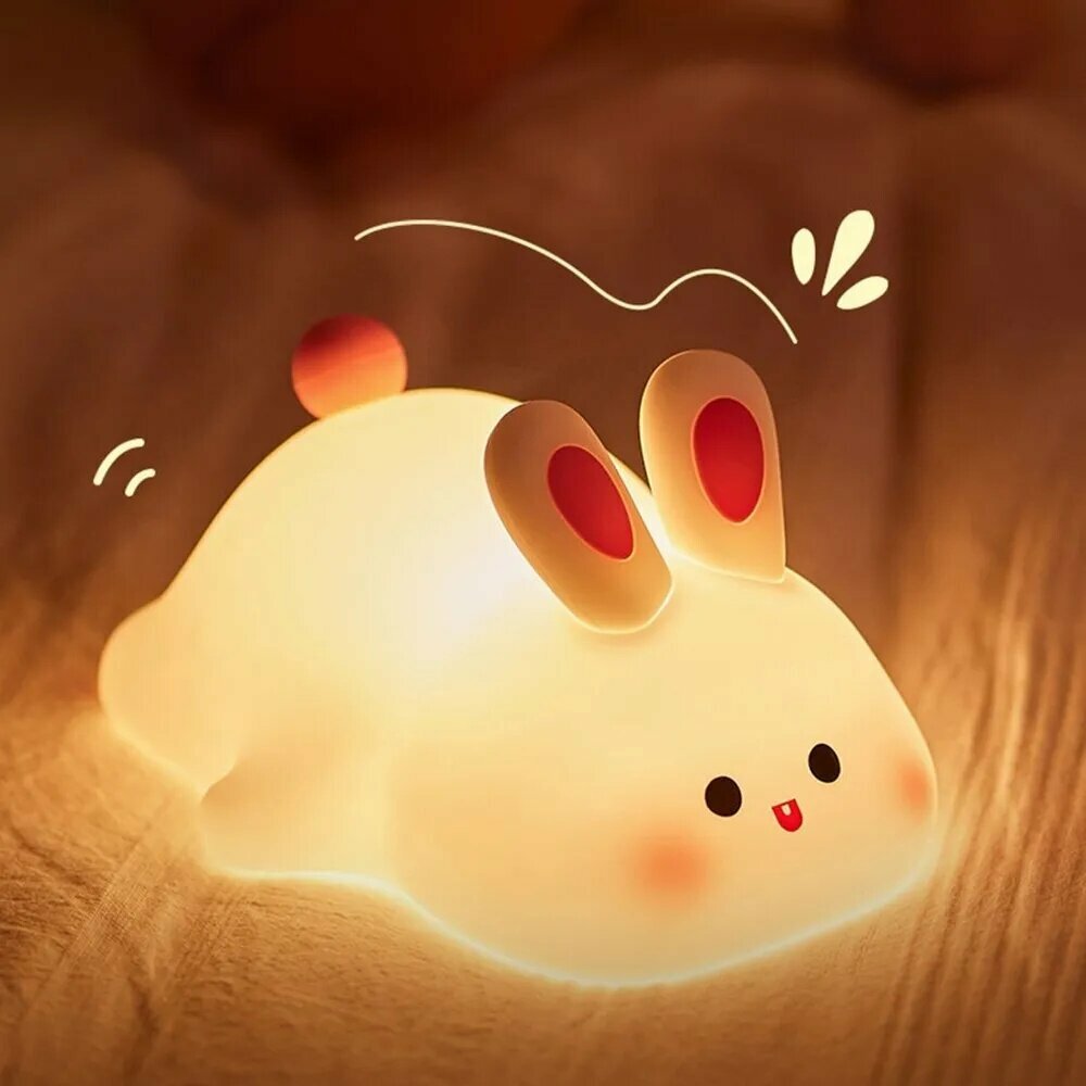 Силиконовая лампа Big face Rabbit Lying Silicone night Light-Обычная Модель