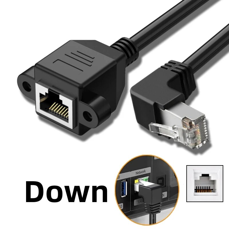 EQP Удлинитель RJ45 Cat5E 90 градусов 2PCS, Down