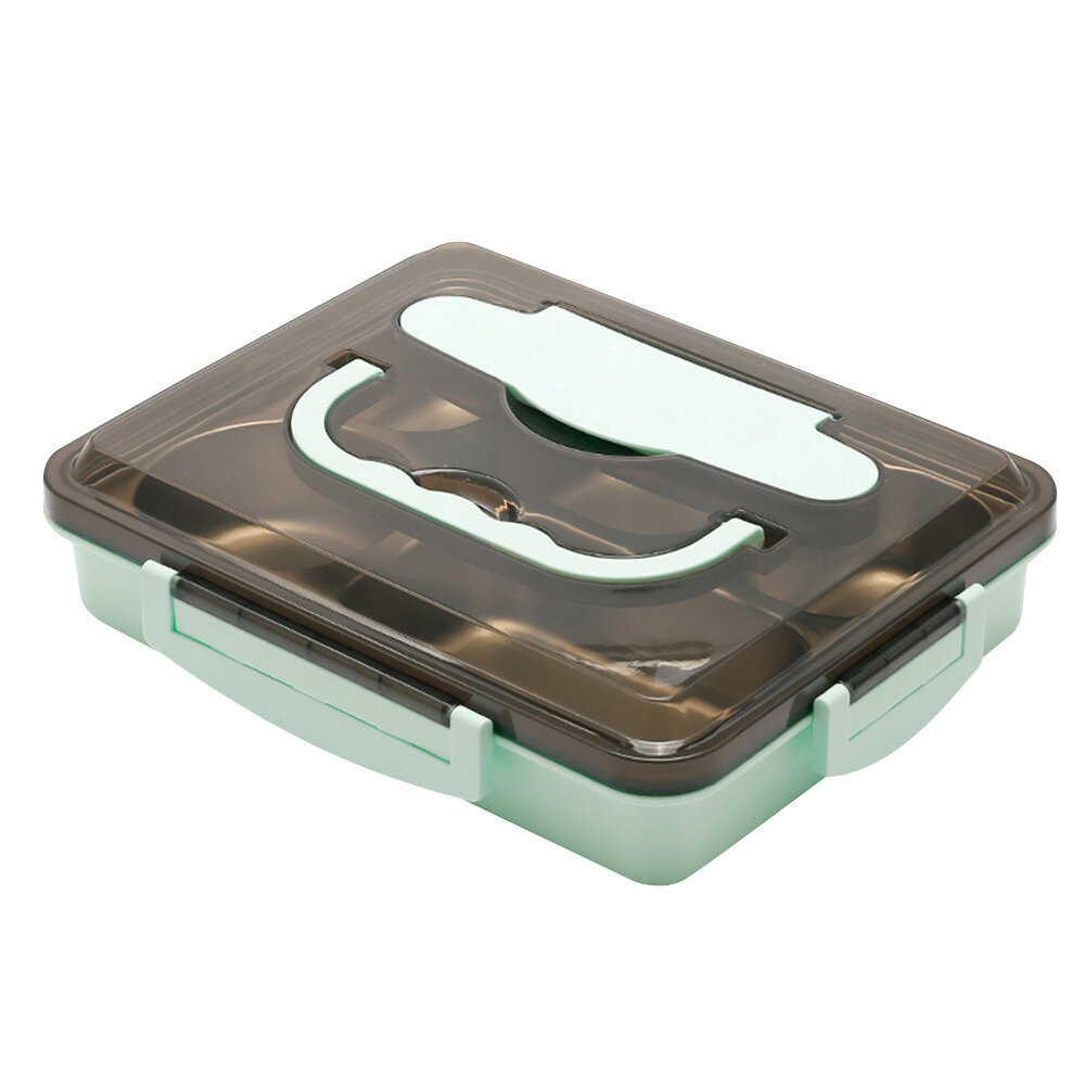 Ланчбокс из нержавеющей стали герметичный контейнер для обеда металлический бентобокс с 5 разделенными отсеками/посуда для пикника на открытом воздухе размер 7.5*31*24см (с кейсом)/4.3*28*22см (нержавеющий поддон) материал PP нержавеющая сталь в комплект