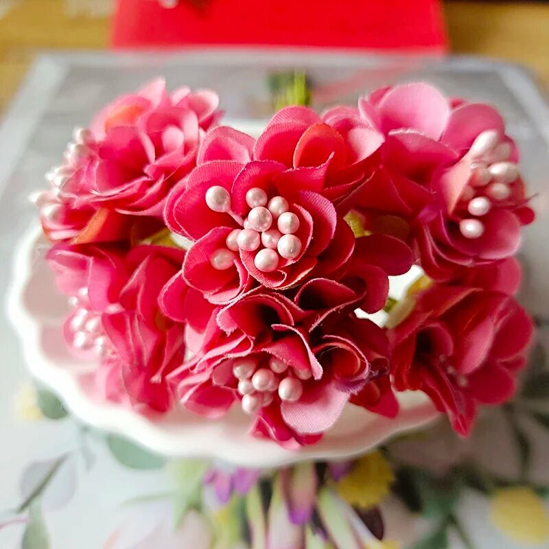 Искусственные цветы, мини-букет роз для свадебного украшения, венок для рукоделия, уличный сад, Рождественская домашняя коробка для конфет, скрапбукинг