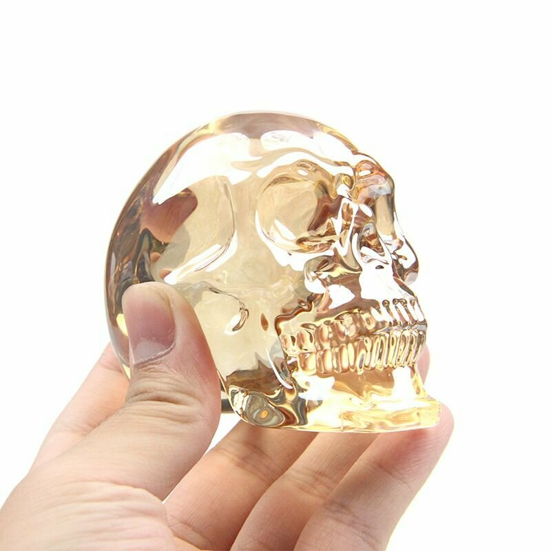 Хрустальный череп, декоративный, Цвет шампанского,7.5*5.5*6.5