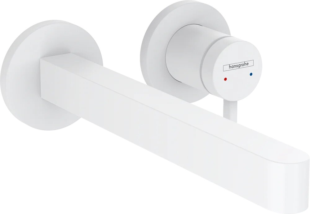 Смеситель для раковины Hansgrohe Finoris 76050700 встраиваемый, скрытого монтажа, белый, матовый, кран для ванной в раковину, из латуни, рычажный, с керамическим картриджем, с донным клапаном