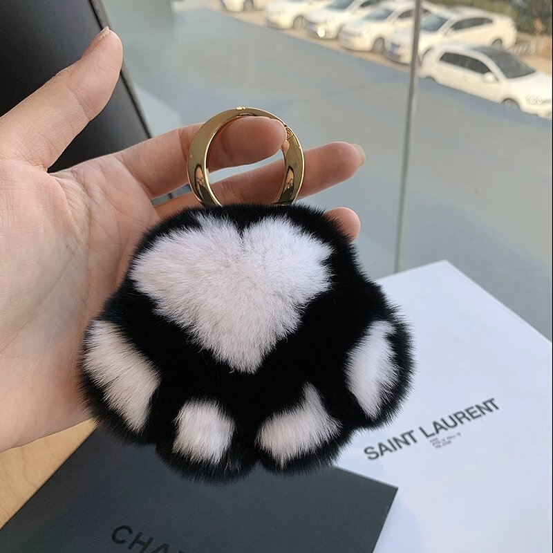 【Маленькая котячья лапка】 Плюшевый брелок-подвеска из меха кролика рекс, милый и изысканный, для женщин, популярный