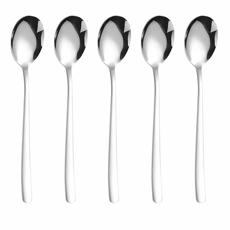 5-częściowa кофейная ложка с длинной ручкой, набор столовых приборов из нержавеющей стали, корейский стиль, ложка для торта для отеля, домашнего бара, кафе и офиса, набор ложек