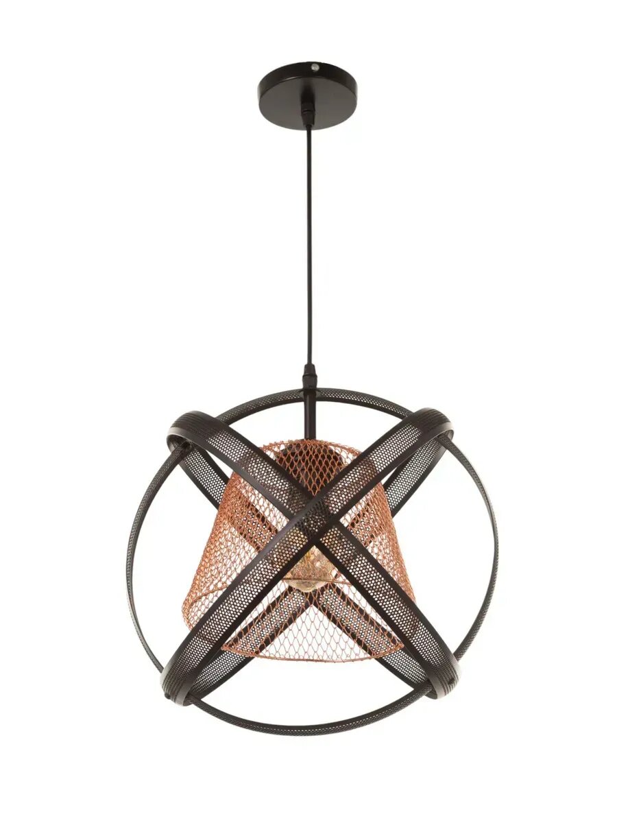 Светильник Орбита 1х40Вт Е27 черный/медь 33х33х33(+100)см