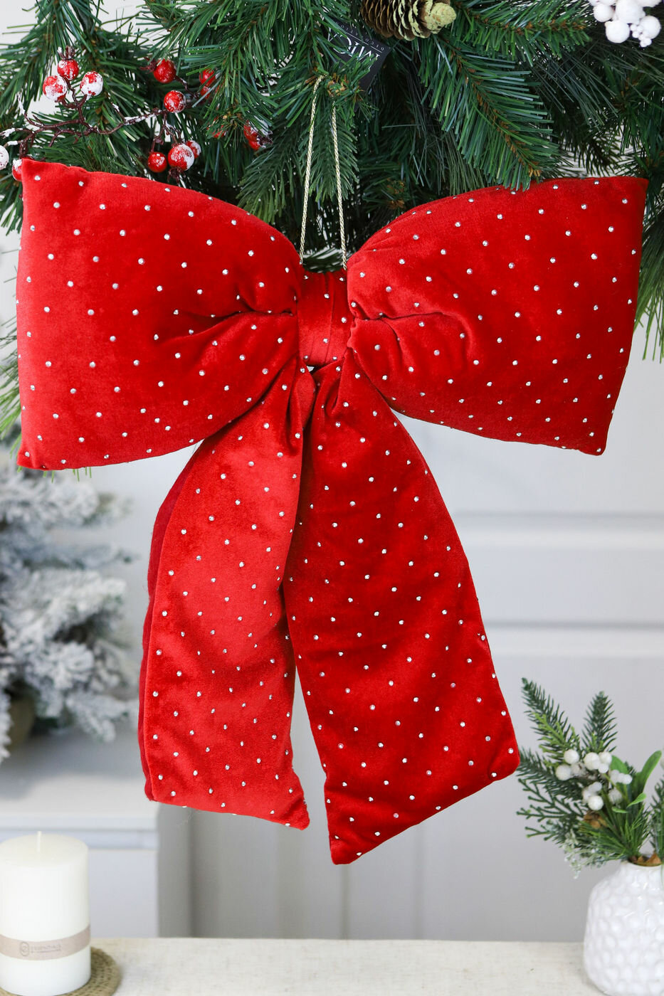 Декоративный бант дивия, текстиль, красный, 50х39 см, Edelman 1180404