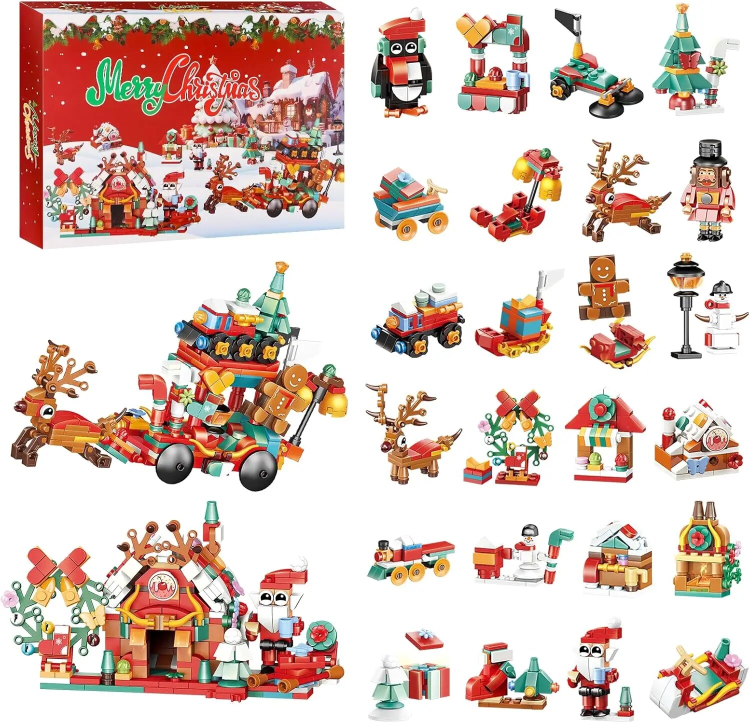 Рождественский адвент-календарь строительных блоков LEGO пластик