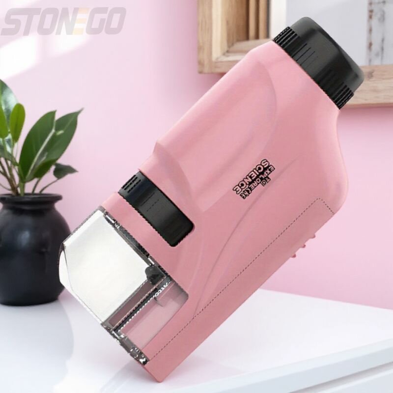 Детский карманный микроскоп, портативный ручной мини, с LED-осветлением 60X-120X, школьные принадлежности, празддничный подарок