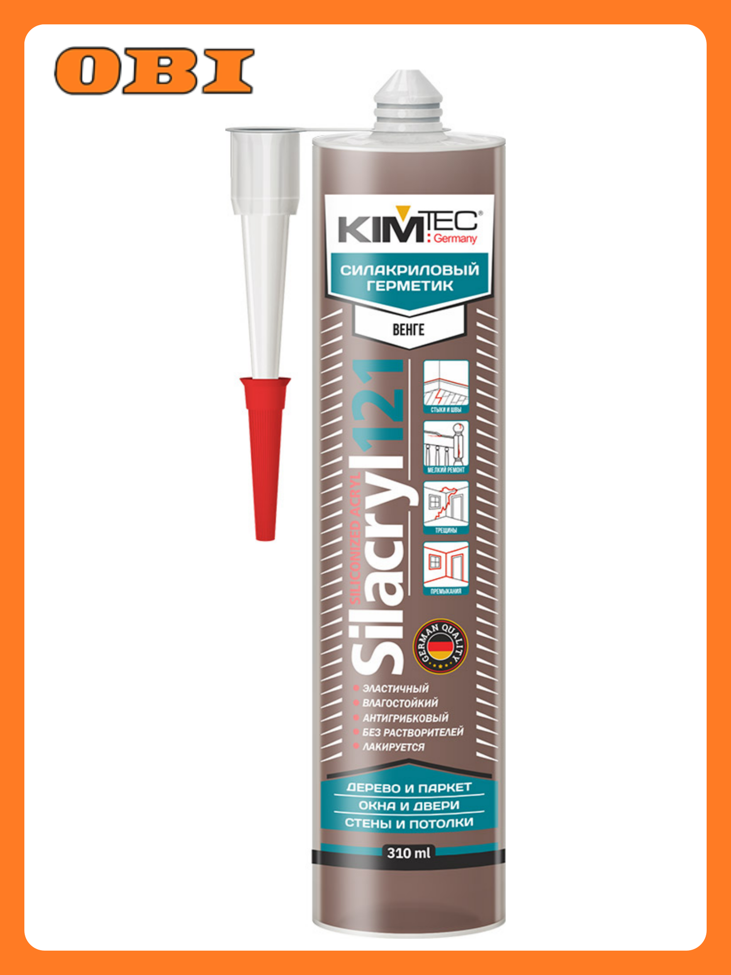 Герметик силакриловый 121 «KIM TEC», дерево И паркет, венге, 310 мл