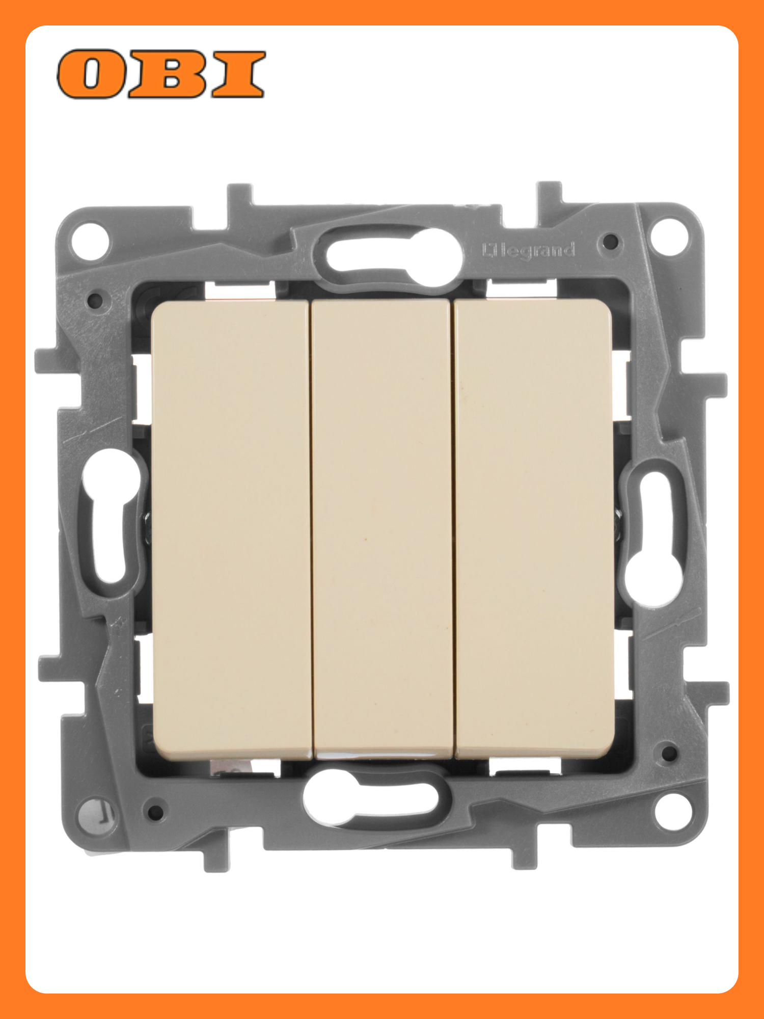 Выключатель Legrand Etika, 3 клавиши, скрытый монтаж, коричневый